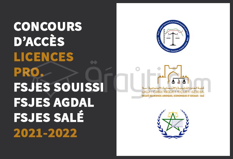 Concours d'accès aux Licences Professionnelles de FSJES Souissi, FSJES Agdal et FSJES Salé 2021 ...